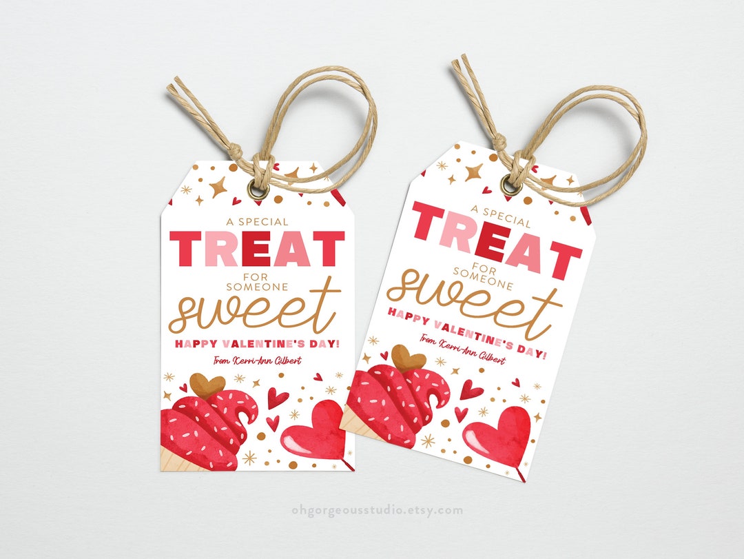 Valentine's Day Treat Tag: Printable Gift Tag (corjl Editable) - Etsy