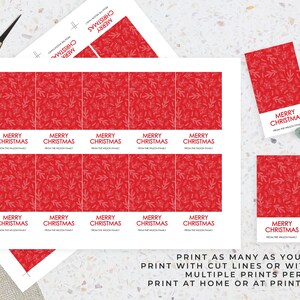 Red Holiday Gift Tag Template | Instant Download, Printable Merry ...
