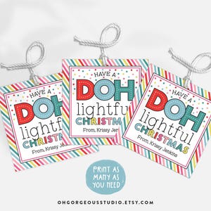 Printable DOH Lightful Christmas Playdough Gift Tag | Christmas Holiday ...