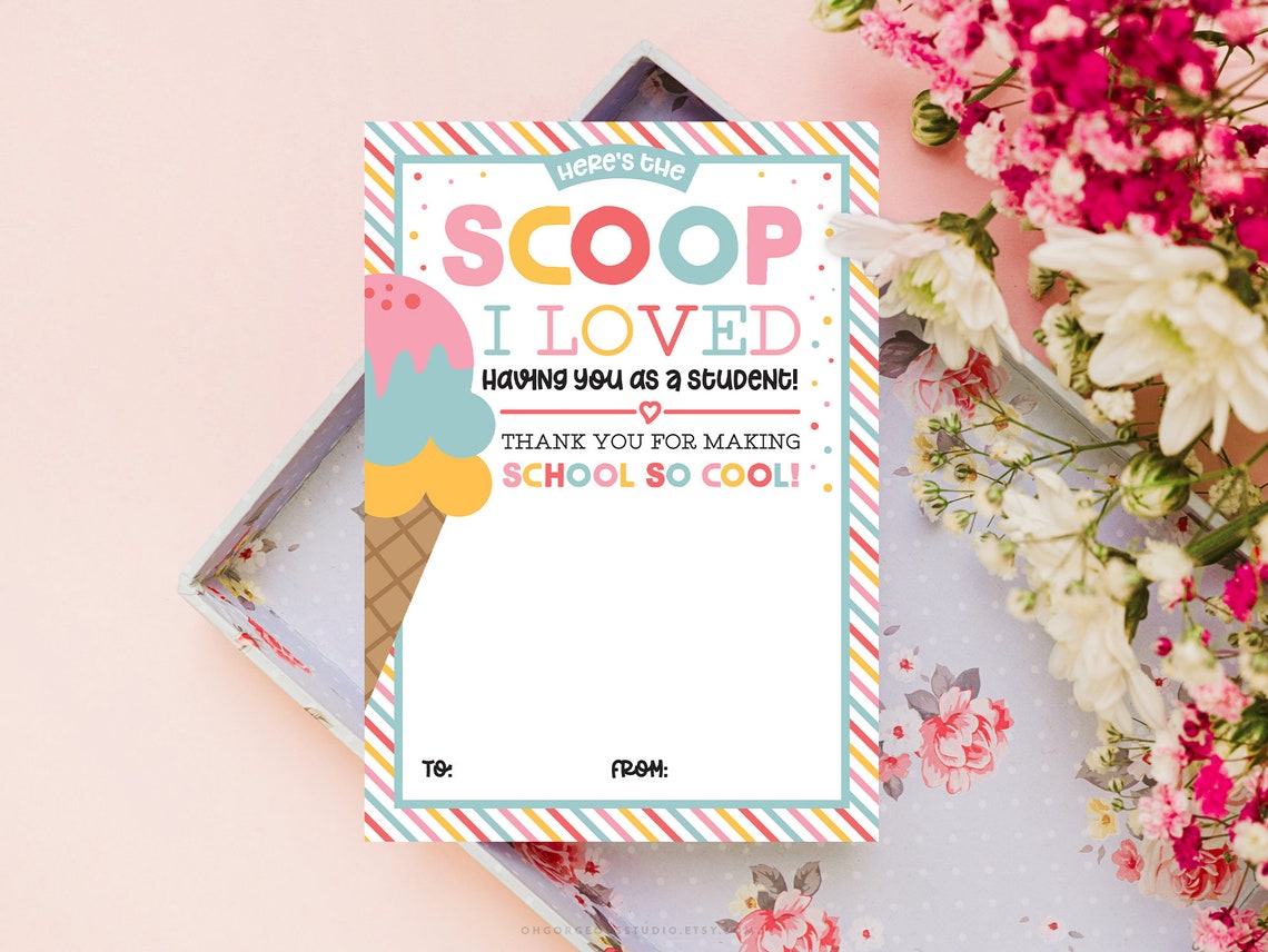 Ice Cream Gift Card Holder: End of Year Student Gift (digital Download ...