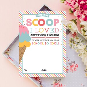 End of the Year Class Printable Gift Card Holder, Ice Cream Gift Card ...