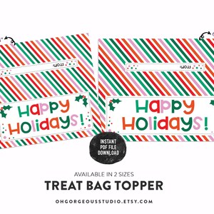 Printable Christmas Happy Holidays Bag Topper Design, Christmas Treat ...