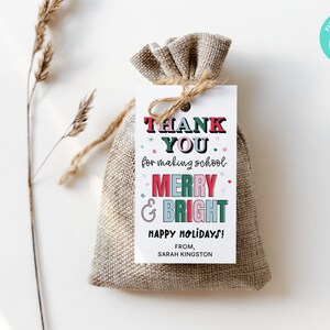 Merry and Bright School Year | Printable Christmas Gift Tag, Class Gift ...