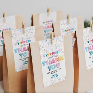 Yippee I'm Three Custom Sticker Template, Editable Tag for Treat Packs ...