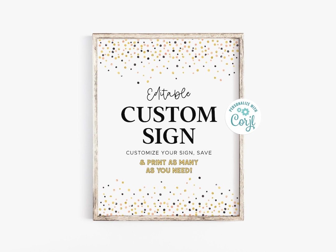 New Year's Editable Template Custom Sign | Party Sign Printable ...