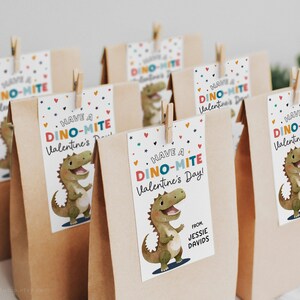 Editable Dinosaur Valentine's Day Favor Tag (printable) - Etsy