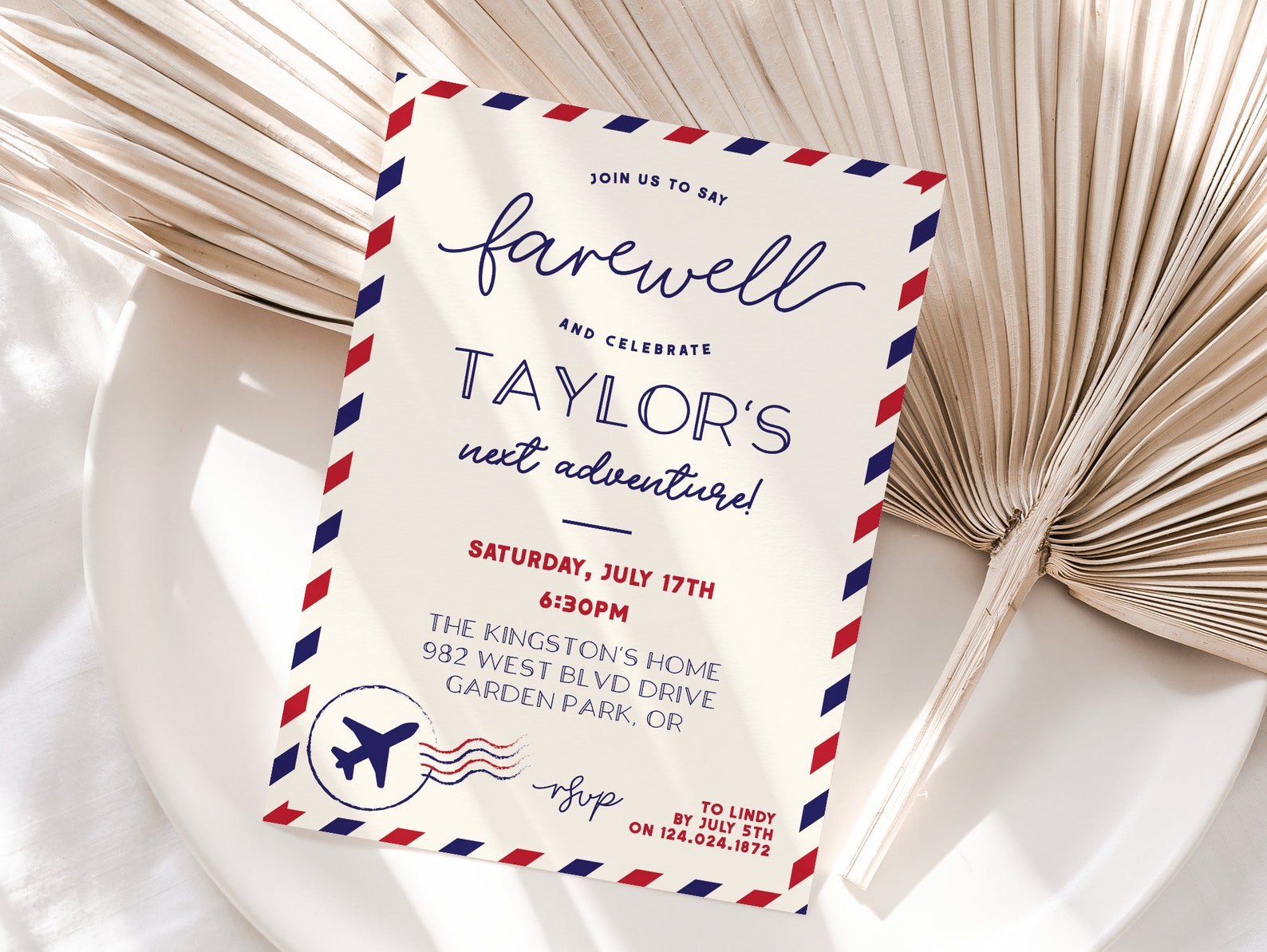 Editable Farewell Party Invitation: Printable Airplane Theme (digital ...