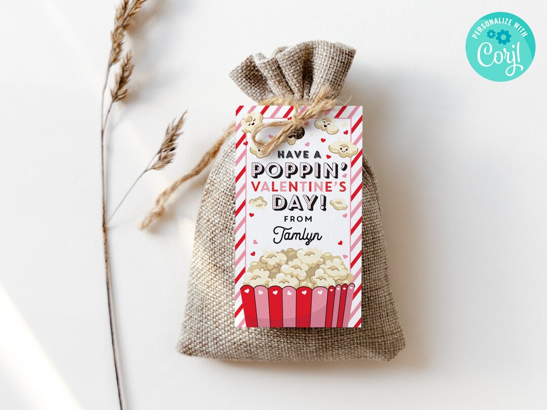 Printable Have a Popping Valentine's Day Card | Popcorn Valentine Tag ...