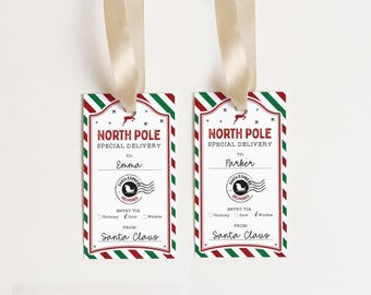 Printable North Pole Special Delivery Tag Template, Editable Santa Gift ...