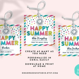 End of School Year Tags | Happy Summer Printable, Teacher Thank You ...