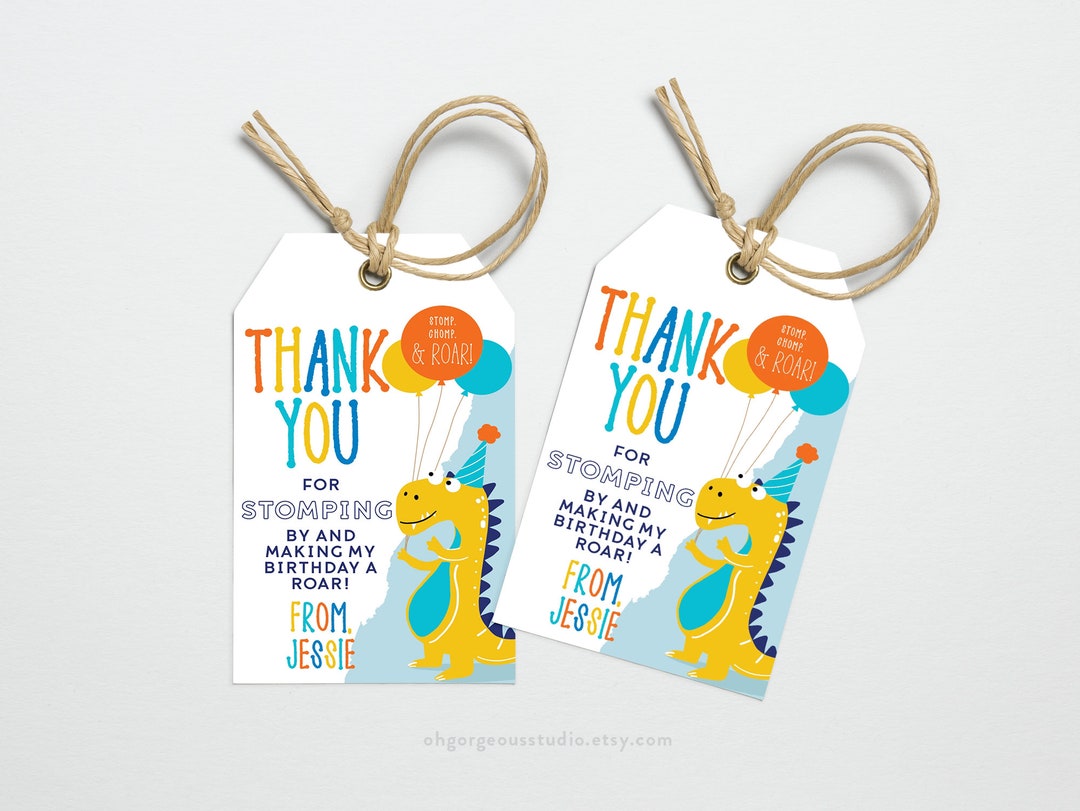 Dinosaur Birthday Favor Tag | Editable Hang Tag, Printable Gift Tag ...