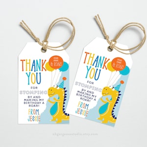 Dinosaur Birthday Favor Tag: Editable Dino Party Tag (digital Download ...