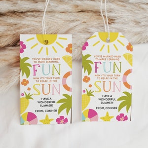 End of School Year Tags | Relax in the Sun, Gift Tag for Teacher, Gift ...
