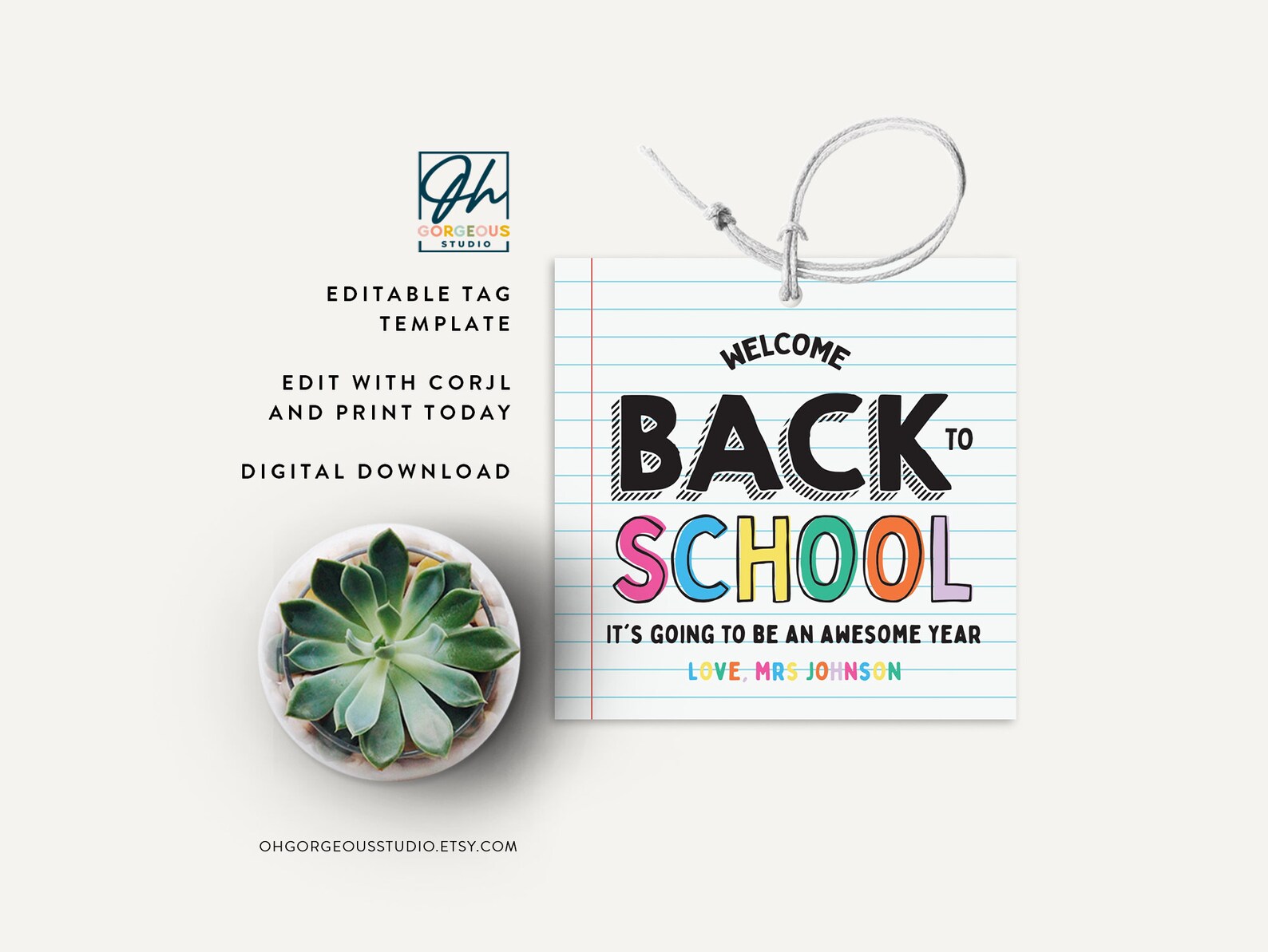 Back to School Printable Gift Tag Welcome Back Tag for Students ...