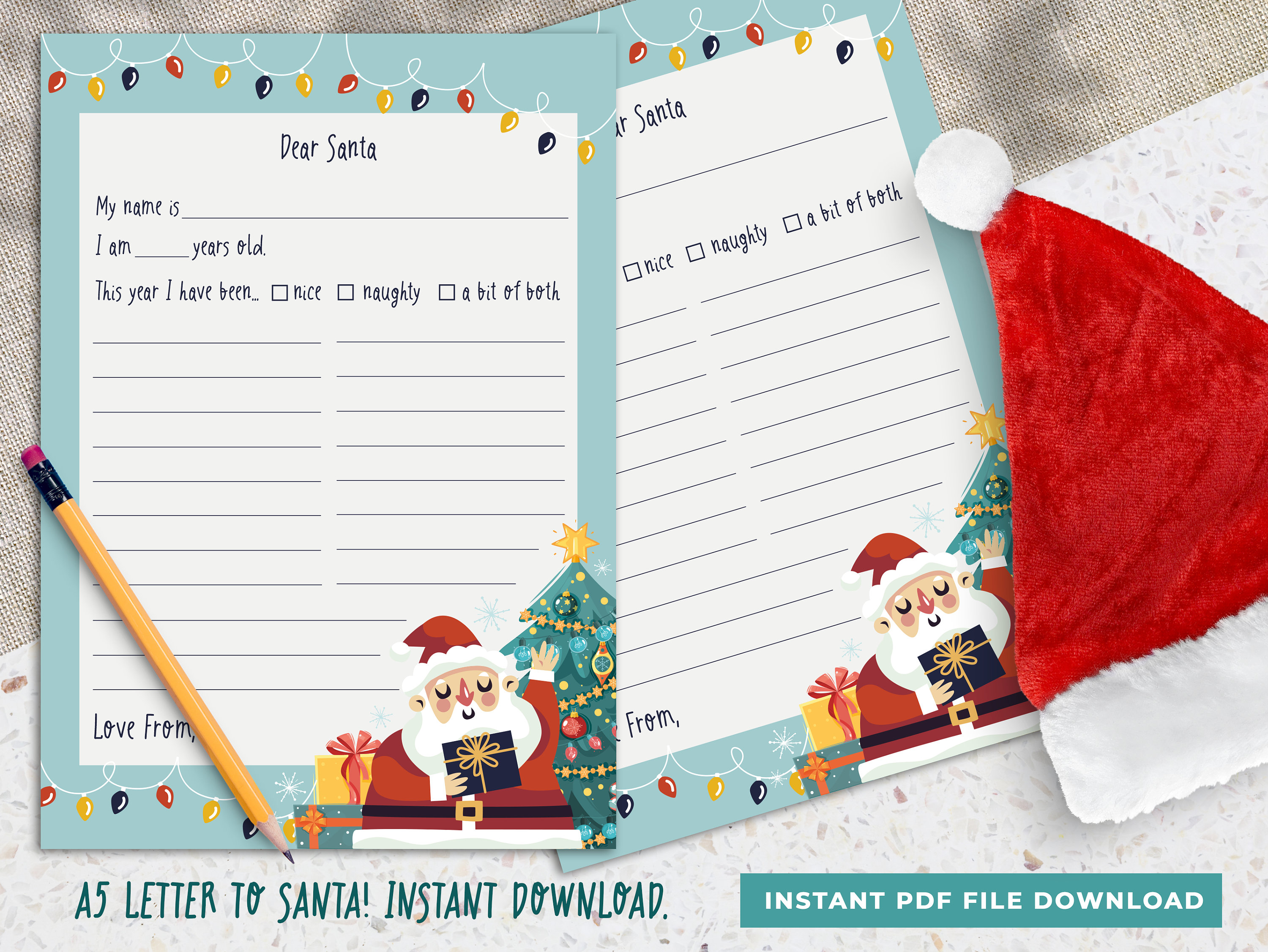 Letter to Santa Printable Christmas Wish List Printable - Etsy