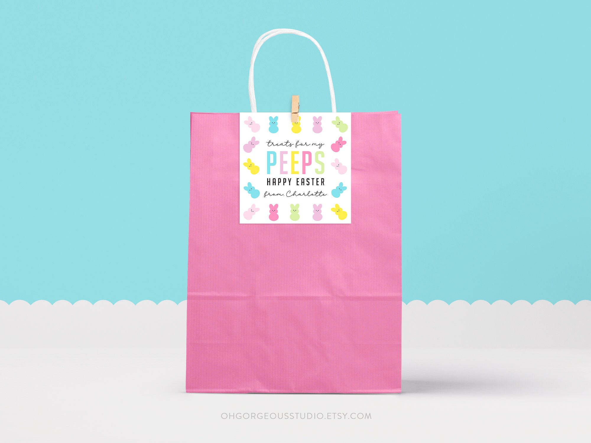 Treats for My Peeps Printable Easter Gift Tag Editable Peeps Hang Tag ...