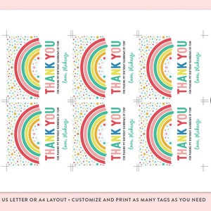 Rainbow of Fun Thank You Tag | Printable Birthday Favor, Editable ...