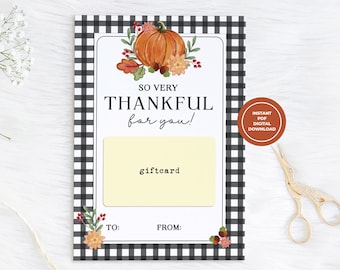 Printable Thankful and Grateful for You Gift Card Holder, Happy ...