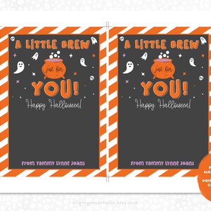 Printable A Little Brew Just for You Gift Card Holder | Happy Halloween ...