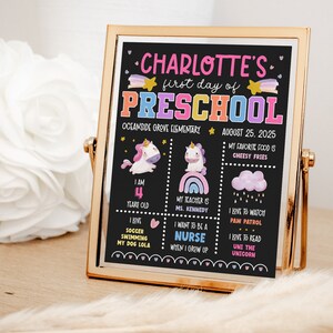First Day of School Sign Editable Template | Unicorn Back to School ...