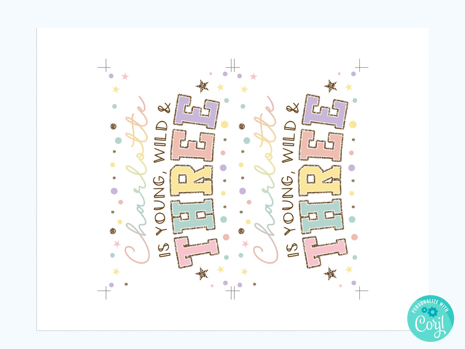 Young Wild and Three Party Gable Box: 3rd Birthday Favor (editable in ...