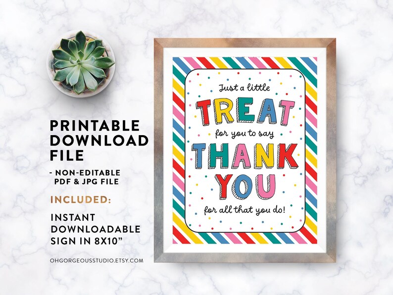 Teacher Appreciation Treat Sign: Thank You Printable (8x10) - Etsy
