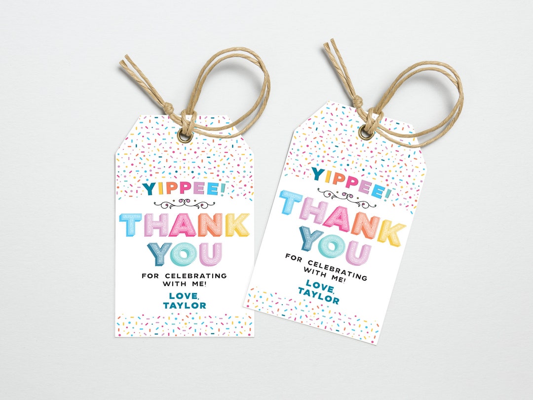 Editable Birthday Party Favor Tag: Yippee Thank You (digital Template ...