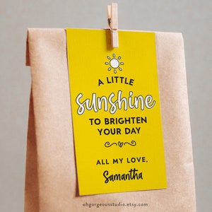 A Little Sunshine to Brighten Your Day Gift Tags, Yellow Sunshine Gift ...