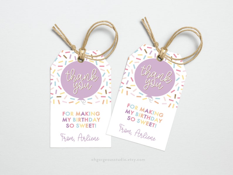 Sprinkles Birthday Thank You Tag: Pastel Party Favor (instant Download ...