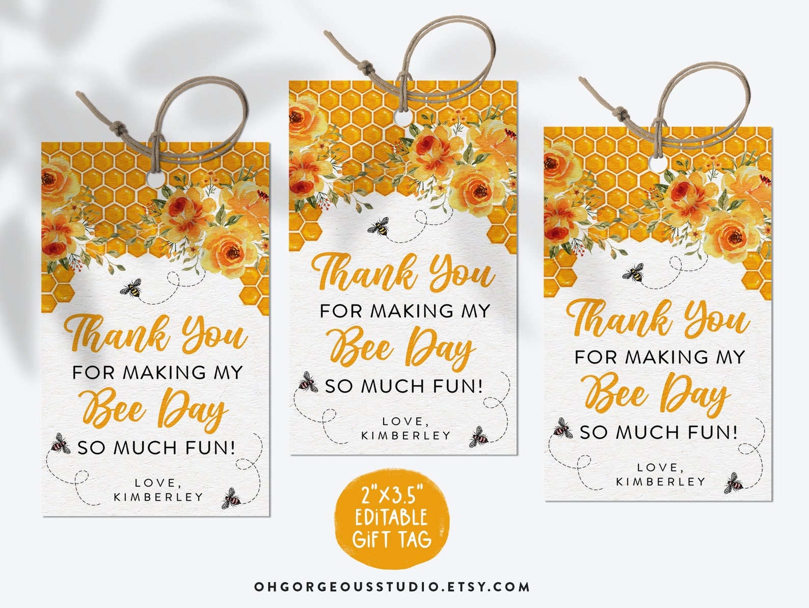 Honey Bee Party Favor Gift Tag Sweet Honey Bee Hang Tag - Etsy