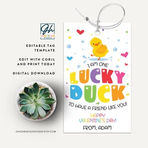 Printable Lucky Duck Valentine's Day Tags | Printable Valentine ...
