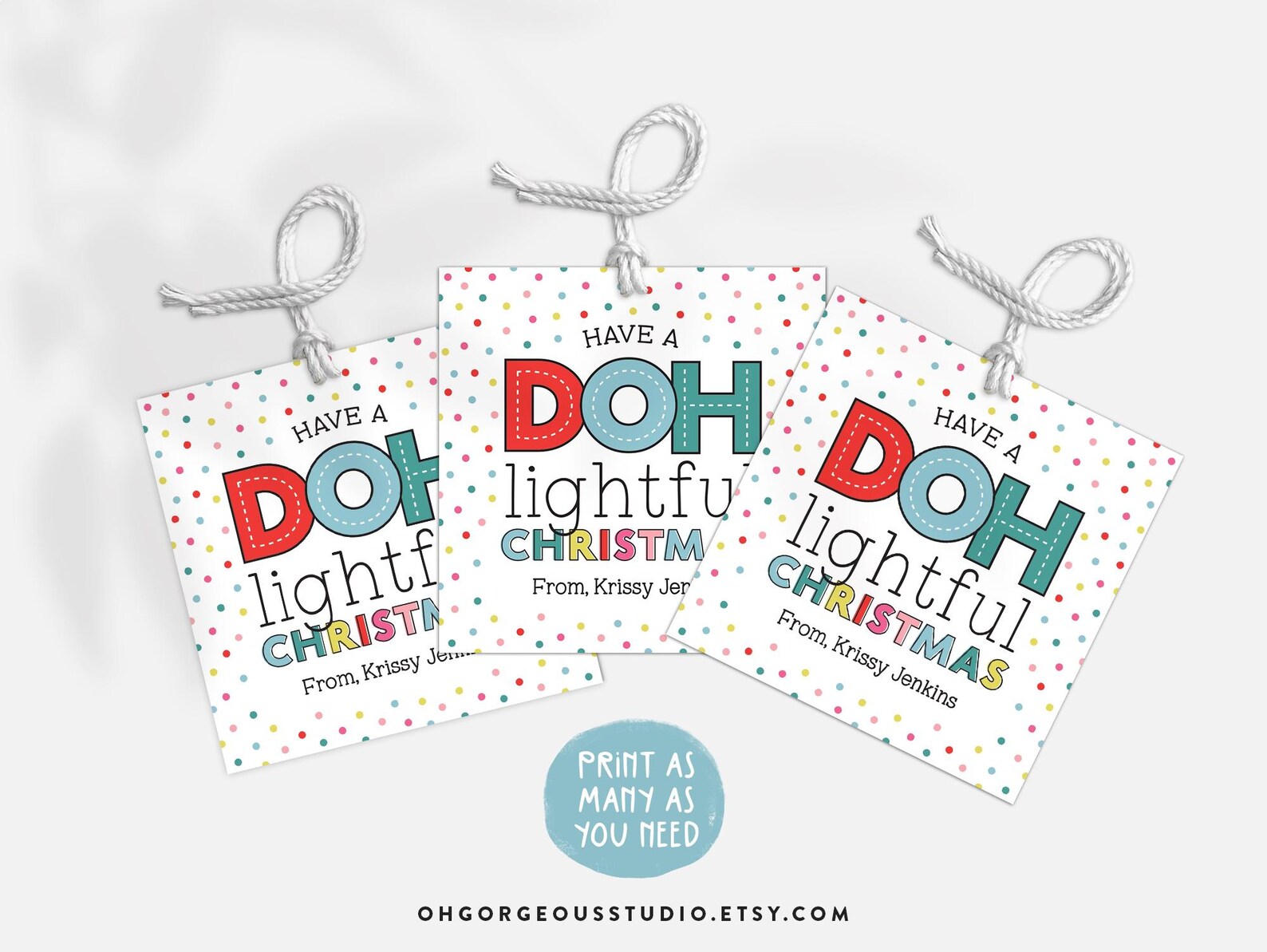 DOH Lightful Christmas Playdough Gift Tag | Printable Teacher Gift ...