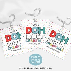 Printable DOH Lightful Christmas Playdough Gift Tag | Christmas Holiday ...