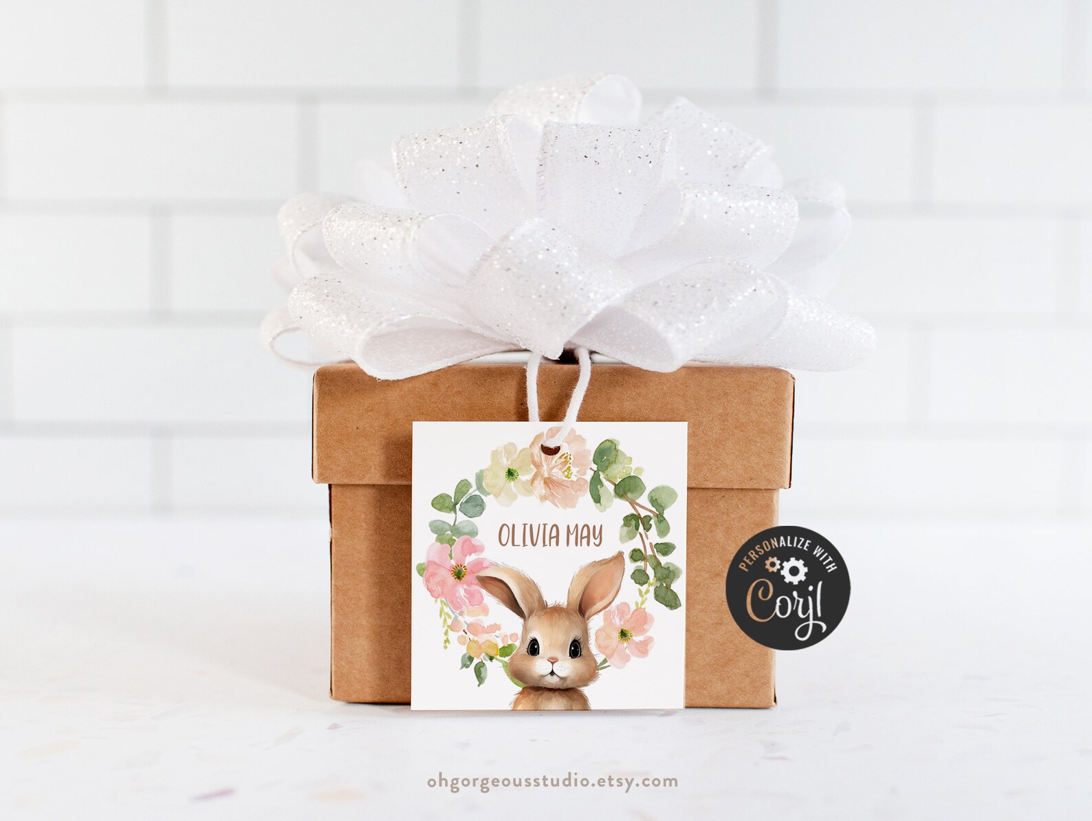 Printable Easter Basket Gift Tag Instant Download Cute Easter Bunny ...