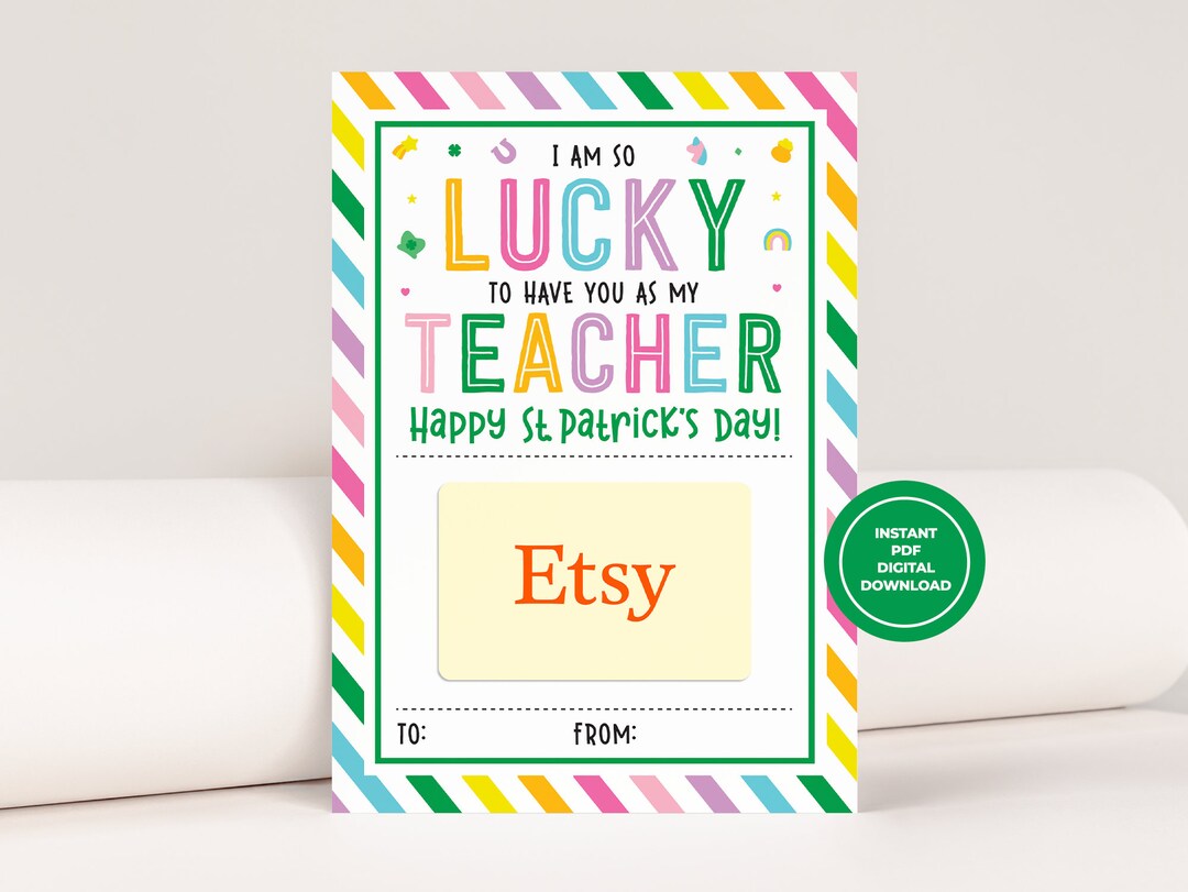 St. Patrick's Day Teacher Gift Card Holder | Printable Template (PDF ...