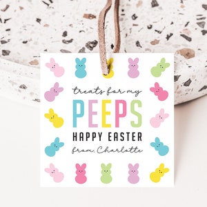 Treats for My Peeps Printable Easter Gift Tag | Editable Peeps Hang Tag ...