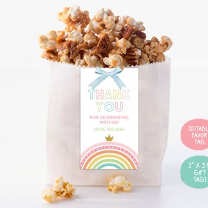 Editable Rainbow Favor Tag | Printable Rectangle Thank You Tags ...
