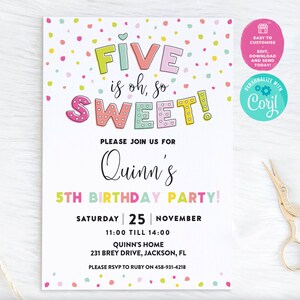 Five is Oh so Sweet Party Gable Box Printable, 5th Birthday Party ...