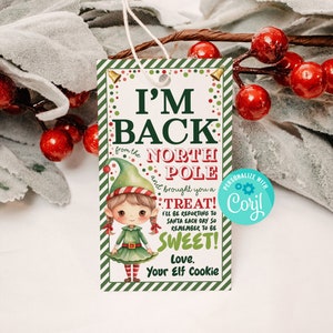 Elf I Am Back Gift Tags | Christmas Elf Tradition Printable Gift Tag ...