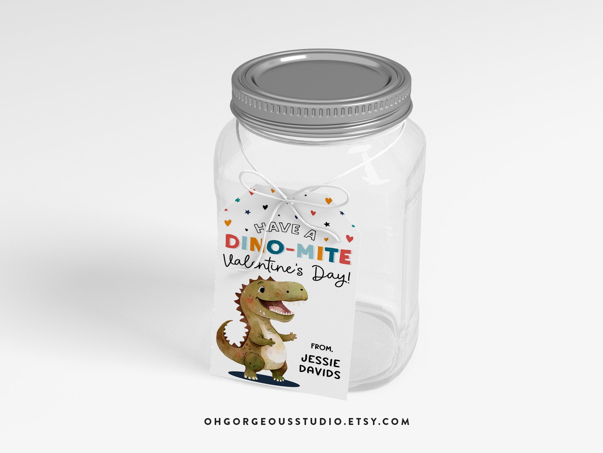 Editable Dinosaur Valentine's Day Favor Tag (printable) - Etsy