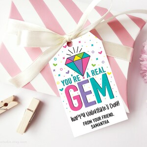 Printable You're A Real Gem Valentine's Day Tag | Editable Tag Kids ...