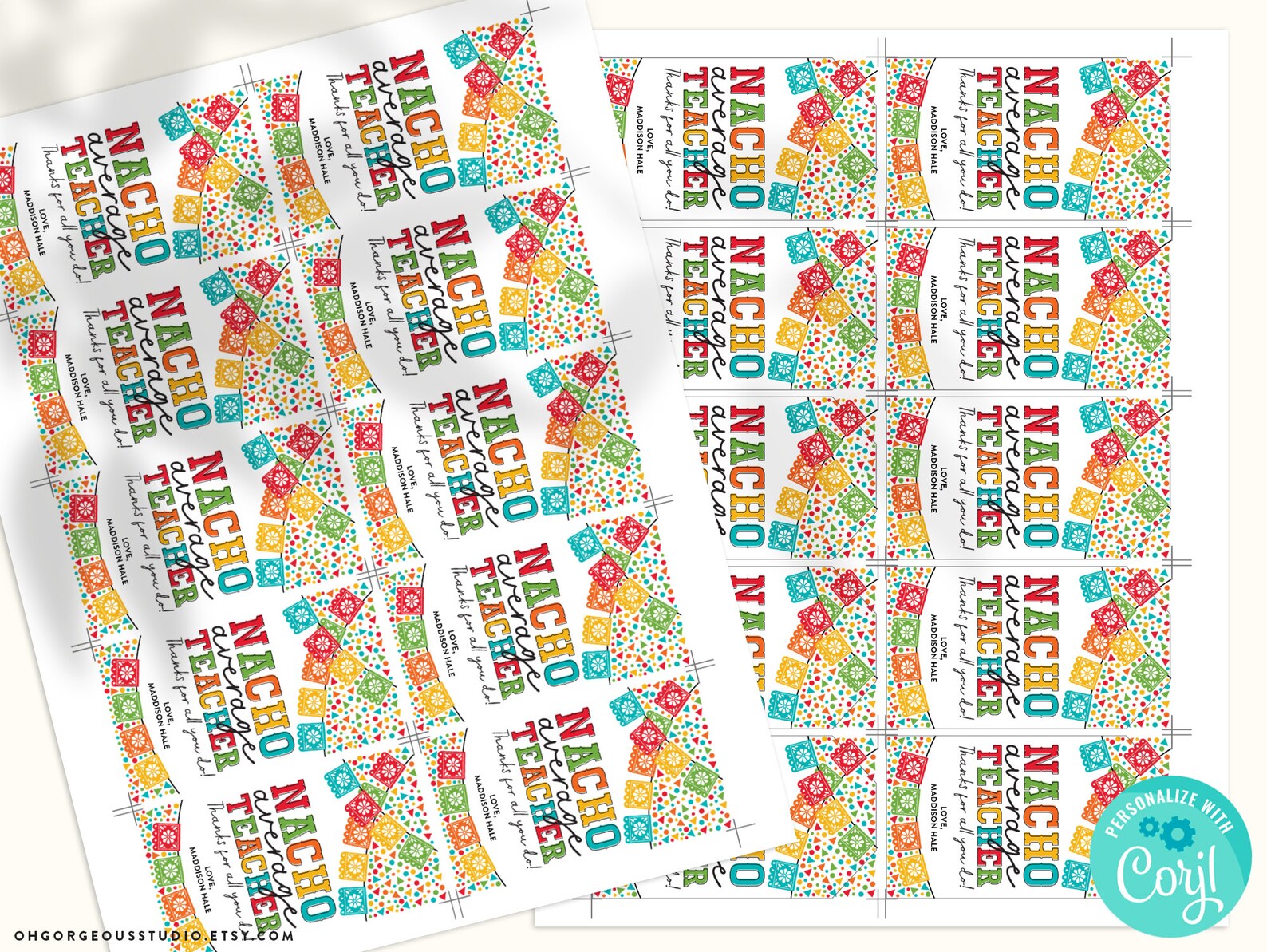 Nacho Average Teacher Gift Tag | Mexican Theme, Editable Thank You ...