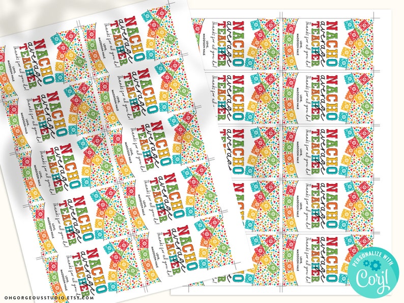 Nacho Average Teacher Gift Tag | Mexican Theme, Editable Thank You ...