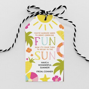 End of School Year Tags | Relax in the Sun, Gift Tag for Teacher, Gift ...
