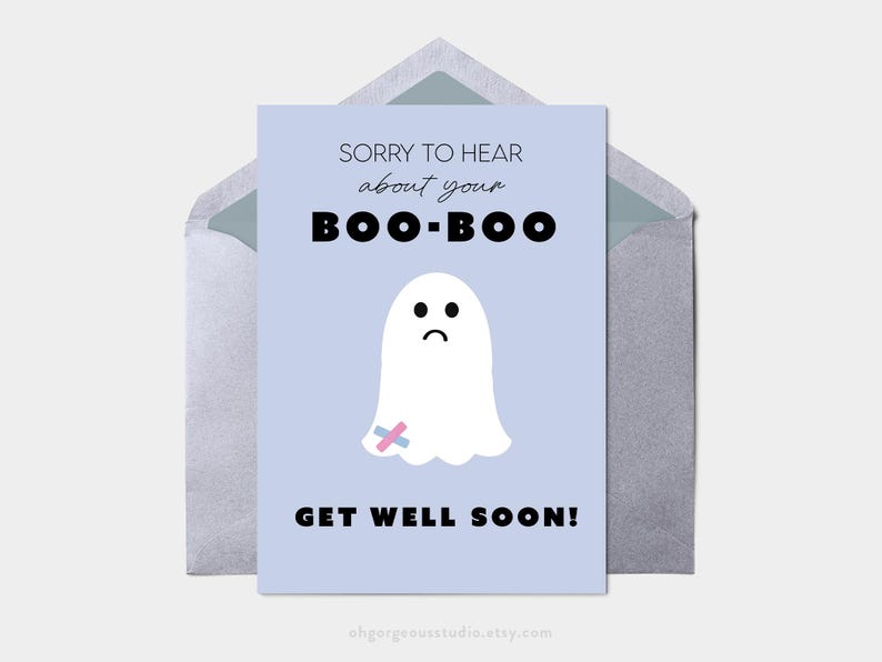 Cute Ghost Get Well Card | Printable Boo Boo Card (digital Download) - Etsy