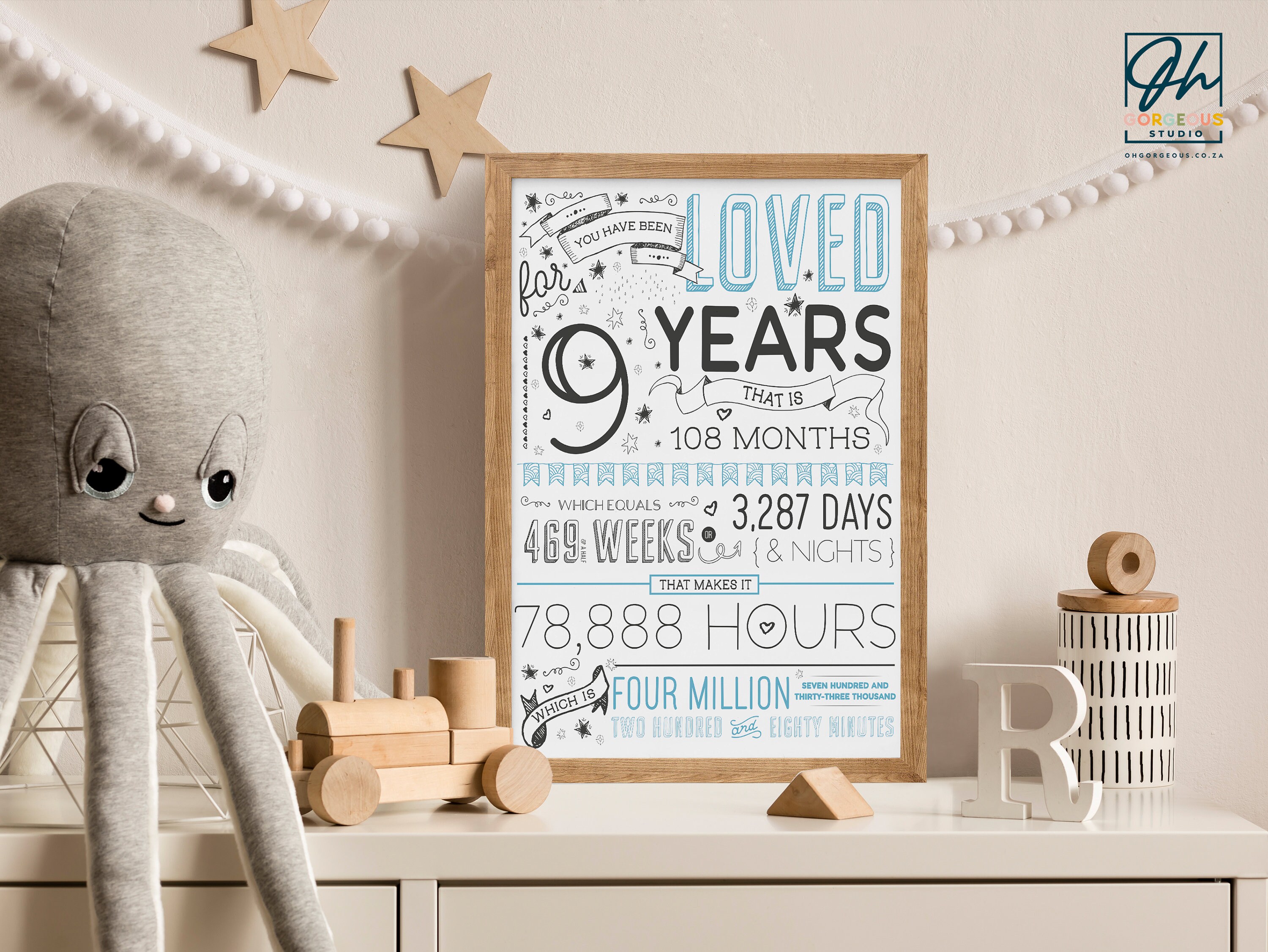 You Have Been Loved for 9 Years Art 9th Birthday Sign Wall Art, Gift ...