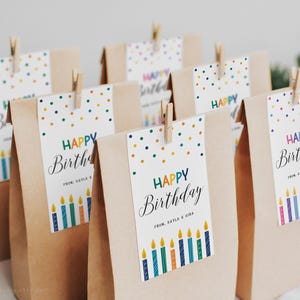 Printable Happy Birthday Gift Tag Template, Colourful Bday Candles ...