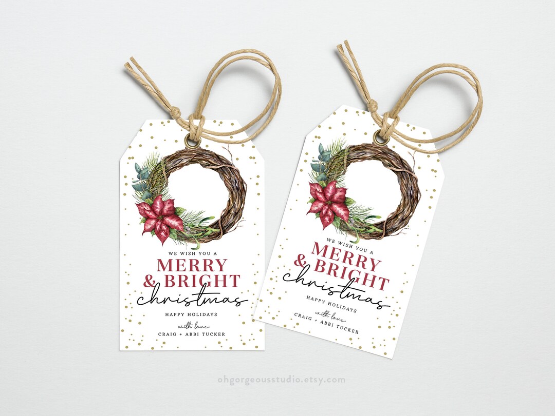 Christmas Printable Gift Tags | Merry and Bright Holiday Tag, Christmas ...
