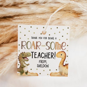 Dino Teacher Appreciation Week Tags | Printable ROAR Summer Thank You ...