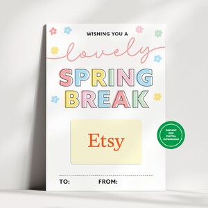 Teacher Appreciation Printable Card | Spring Break Gift Card Holder ...